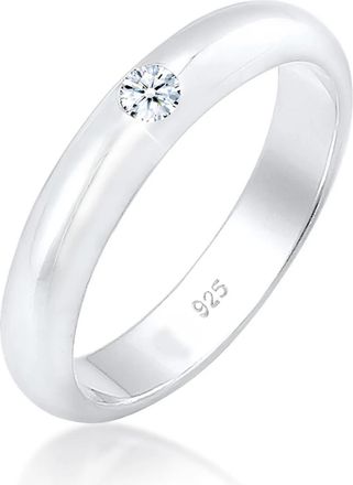 Elli Ringe - Ring Solitär Verlobung Diamant (0.06 ct.) 925er Si - Gr. 52 MM - in Silber - für Damen