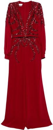 Saiid Kobeisy Jumpsuit mit Perlen - Rot