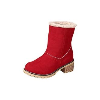 Generic Bottes de neige pour femme doubl&eacute;es en polaire - Chaudes - &Eacute;l&eacute;gantes - Couleur unie - Talon &eacute;pais - Antid&eacute;rapantes - Confortables - &Agrave; enfiler - Pour l