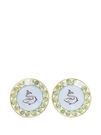 Ginori 1735 Teller mit Fischmotiv (2er-Set) - Blau
