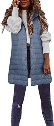 Generic Vestes dhiver &agrave; capuche pour femmes, manteau fin et l&eacute;ger, veste matelass&eacute;e d&eacute;contract&eacute;e avec poches, bleu, XS