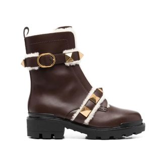 Valentino Goldfarbene Rockstud Stiefeletten - - Shoes - Damen - Braun - 38 EU