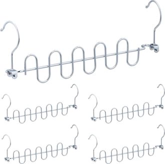 Relaxdays Raumsparbügel 5er Set, für je 10 Bügel, waagerecht & senkrecht, Platzsparbügel, HBT: 41,5 x 5 x 3,5 cm, Silber