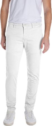 Replay Herren Chino Hose Zeumar Slim-Fit Hyperflex X-Lite mit Stretch, Natural White 011 (Weiß), 32W/30L
