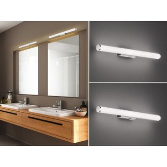 Trio Leuchten Led Bad Wandleuchten 2er Set mit Schalter Chrom - Spiegelleuchten, Breite 60cm