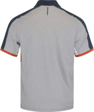 Head Poloshirt Tennis-Padel Tech (atmungsaktiv, schnell trocknend) hellgrau/orange