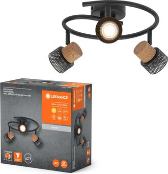 Ledvance DECOR SPOT CORK Spiral, 3 x 3,4W, 690lm, schwarz, Spotleuchte, verstellbare K&ouml;pfe, vielseitig anwendbar, Innenraumspot, austauschbare LED-Lampen, dimm