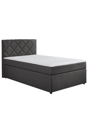 Boxxx Boxspringbett, Anthrazit, Textil, H2, Höhe ca. 15 cm, 120x200 cm, Oeko-Tex Standard 100, gepolstertes Kopfteil, Topper durchgehend, in