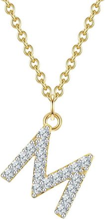 Glanzst&uuml;cke M&uuml;nchen Halskette - Sterling Silber Halskette Zirkonia Buchstabe M - Gr. unisize - in Gold - f&uuml;r Damen