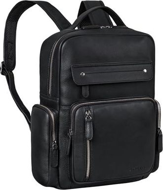 STILORD Blaze Vintage Sac à Dos Cuir Homme Femme Grand 11 pouces Tablet Bandoulière Cuir Véritable Cartable pour Université École Cabine Avion, Couleur:noir