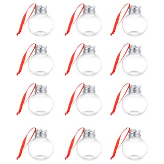 Generico Weihnachtsdekoration, nachf&uuml;llbar, 12 St&uuml;ck, transparent, zum Basteln mit Deckel, f&uuml;r Hochzeiten, Geburtstage, Familientreffen, Winterfeiern, Zuhause,