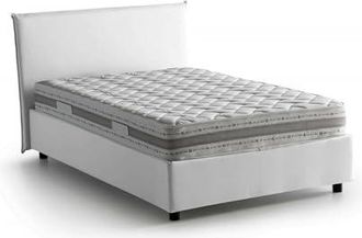 Talamo Italia Doppelbett Asmara, Bettkasten mit Stoffbezug, 100 % Made in Italy, &Ouml;ffnung vorne, inklusive Matratze 120 x 190 cm, Wei&szlig;