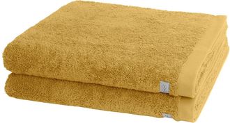 ROSS 2 teiliges Frottier-Set - Sinfonie (2 X Duschtuch im Set) - 500 g/m2 - Baumwolle - Walkfrottee - saugstark - weich und flauschig - Senf