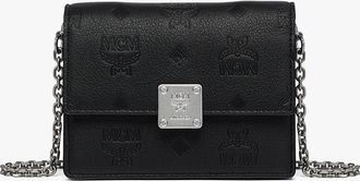 MCM Aren Portemonnaie aus gepr&auml;gtem Leder mit Monogramm und Kettenriemen