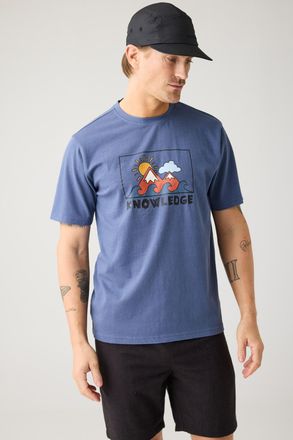 Knowledge Cotton Apparel Herren vegan T-Shirt Frontdruck Vintage Indigo