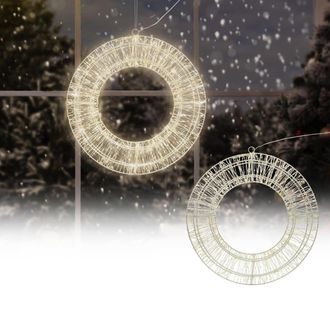 ECD Germany LED Metall Kranz &Oslash;38cm mit 960 LEDs, Warmwei&szlig;, H&auml;ngekranz mit Timer, IP44 Wasserdicht, Innen/Au&szlig;en, Strombetrieben, Weihnachtskranz Lichterkranz T&uuml;rkr