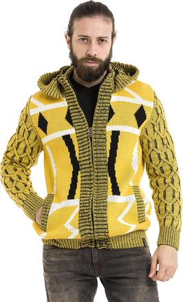 Cipo & Baxx Herren Cardigan CP256 Gelb - Stilvolle Strickjacke mit Rei&szlig;verschluss f&uuml;r Alltag, Freizeit & &Uuml;bergang - Bequemer Cardigan mit sportlich-elegantem Look