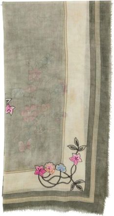 Faliero Sarti Femme, Accessoires, Gris, Taille: ONE Size Floral Embroidered Scarf