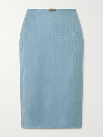 Gucci Midirock Aus Seiden-jacquard Mit Logodetail - Blau