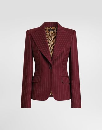 Dolce & Gabbana Jacke Turlington Aus Wolle Mit Einreihiger Knopfleiste In Nadelstreifenoptik - Frau Blazer Mehrfarbig Wolle 38