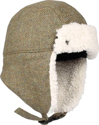 Loevenich Winterm&uuml;tze mit Ohrenklappen | Fischgr&auml;t-Design | 100% Wolle | OneSize | Damen Winteraccessoire Khaki