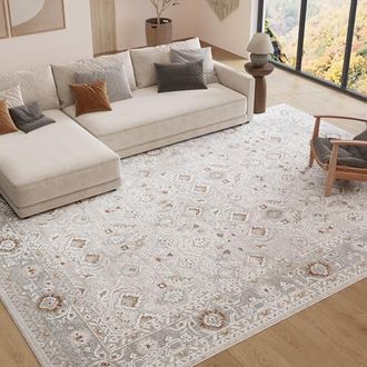Tapiso Trend Tapis &agrave; Poil Court - Vintage de Haute Qualit&eacute; - &Eacute;l&eacute;gant Tapis de Salon en Beige Cr&egrave;me avec Brun et Gris - Motif Floral - Facile dEntretien 80 x 
