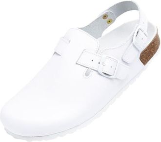 Bonova Ratisbonne, pantoufles anatomiques, adaptées pour la maison et le travail, tailles 36 à 48, fabriquées dans lUE., Cuir blanc, 45 EU