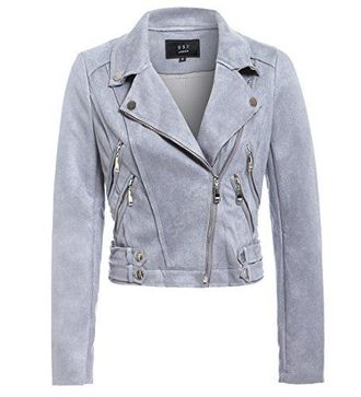 SS7 Veste de motard en daim synthétique pour femme Taille 36 38 40 42 Noir Gris, gris, 38