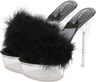 Minkissy Sandales à Talons Hauts Fins Femme Noire 37, Chaussures Moelleuses Transparentes à Plateformes, Été Élégantes Et Sexy pour Sorties Et Soirées