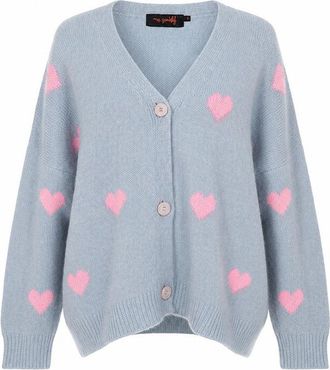 Miss Goodlife Strickjacke Miss Goodlife Damen MG15156 Strickjacke Cardigan Small Hearts Blau