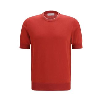 Brunello Cucinelli Homme, Tops, Rouge, Taille: XL Cotton Graphic T-Shirt