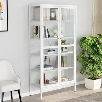 vidaXL Vidaxl - Vitrine dexposition Blanc 90x40x180 cm Acier et verre trempé
