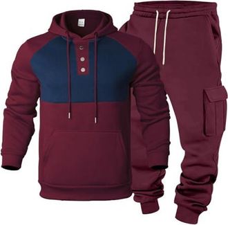 Generic Surv&ecirc;tement pour homme en polaire lourde avec demi-patte de boutonnage, sweat &agrave; capuche et cordon de serrage, ensemble de v&ecirc;tements de travail, de spo