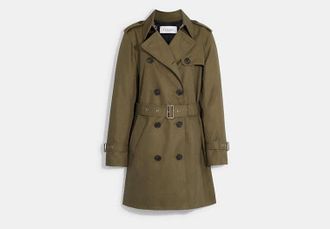 Coach Einfarbiger, Mittellanger Trenchcoat