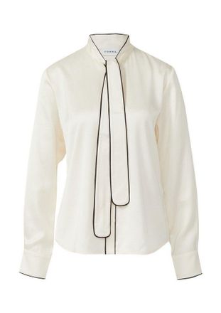 Comma Langarmbluse Bluse Satinbluse mit Schluppenkragen