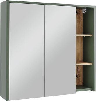 Vicco Badspiegelschrank Viola, Grün/Artisan, 80 x 75 cm mit offenen Regalen, Vicco