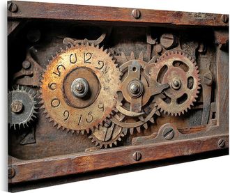 Islandburner Prime Bild auf Leinwand Alte rostige Zahnräder und Holzkasten für Werkstatt Technikliebhaber Maschinenbauunternehmen Bilder Wandbilder Poster