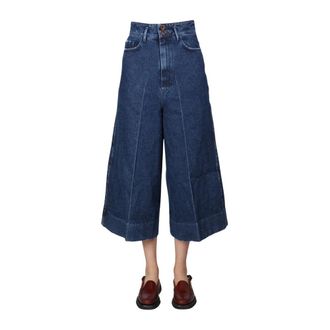 Alysi Femme, Jeans, Bleu, Taille: W26 Wide Leg Cropped Denim Pants