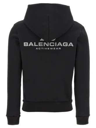 Balenciaga Logo-Print Cotton Hoodie - Black