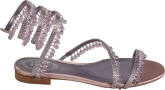 Rene Caovilla Femme, Chaussures, Violet, Taille: 37 EU Flat Sandales