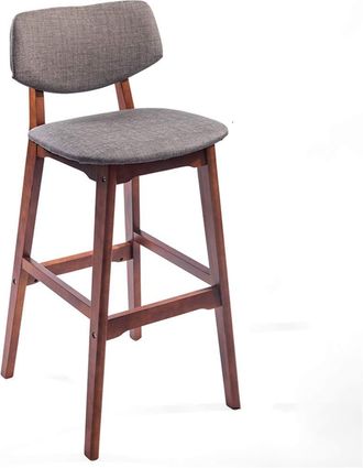 Generic 25/29 Zoll Barhocker mit Fu&szlig;st&uuml;tze und Gebogener Sitzfl&auml;che f&uuml;r K&uuml;che, Kneipe, Caf&eacute; | Maximale Belastbarkeit: 200 Kg | Braune Holzbeine