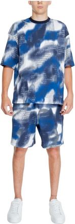 A|X Armani Exchange Homme, Sport, Bleu, Taille: L LogoPrint TShirt Shorts Set
