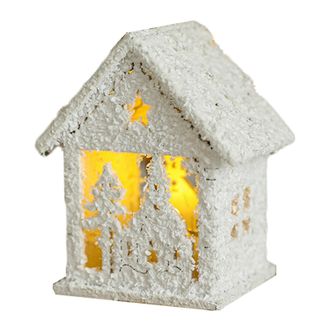 Generic Beleuchten Sie Ihr Weihnachtshaus | Wei&szlig;er Tischschmuck mit LED-Licht | Weihnachtsornament aus Holz, kleines Haus f&uuml;r die Dekoration des Schlafzimmers
