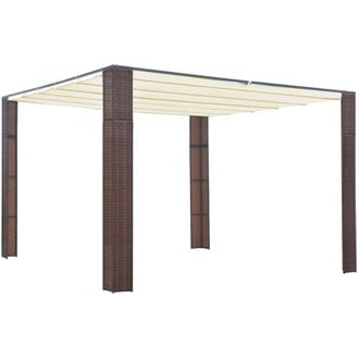 vidaXL Vidaxl - Tonnelle avec toit R&eacute;sine tress&eacute;e 300x300x200cm Marron et cr&egrave;me