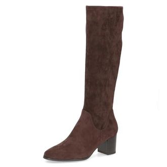 Caprice Bottes pour femme avec talon bloc v&eacute;g&eacute;talien, Dk Brn Stretch, 40 EU