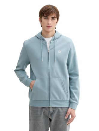 Tom Tailor Herren Basic Hoodie Sweatjacke, 27840 - Light Grey Mint, M