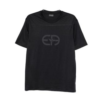 Emporio Armani Logo Detail Rundhals Kurzarm T-Shirt - - Tops - Herren - Schwarzk - M