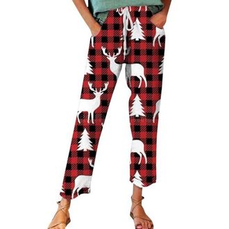 Generic Pantalon Leger Ete Femme Fluide Ample en Lin pour Pyjama De No&euml;l Assorti pour Couples Unisexe Jambes Larges Imprim&eacute; Dr&ocirc;le et Mignon Pantalon D&eacute;contrac