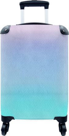 MuchoWow © Koffer Handgepäck Trolley Rollkoffer Kleine Reisekoffer mit 4 Rollen - Aquarell - Lila - Türkis - Cabin Size < 55x40x23 & 55x40x20 cm - Fotokoffer -