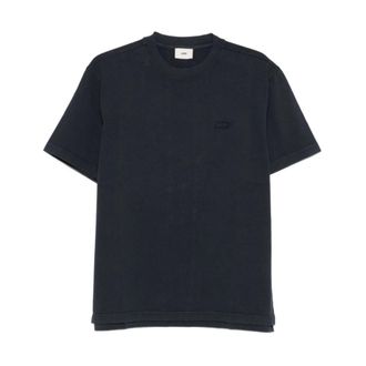 Autry Blau Crew Neck Logo Patch T-shirt - - Tops - Herren - Blau - S